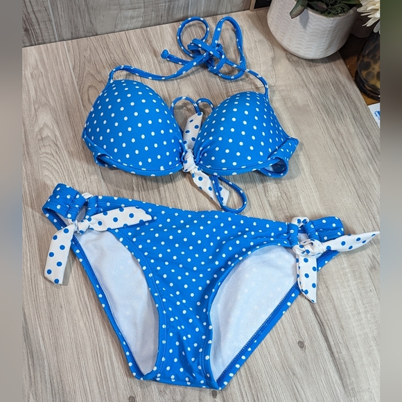Candie's | Swim | Candies Swim Blue White Polka Dot Pushup Bikini ...